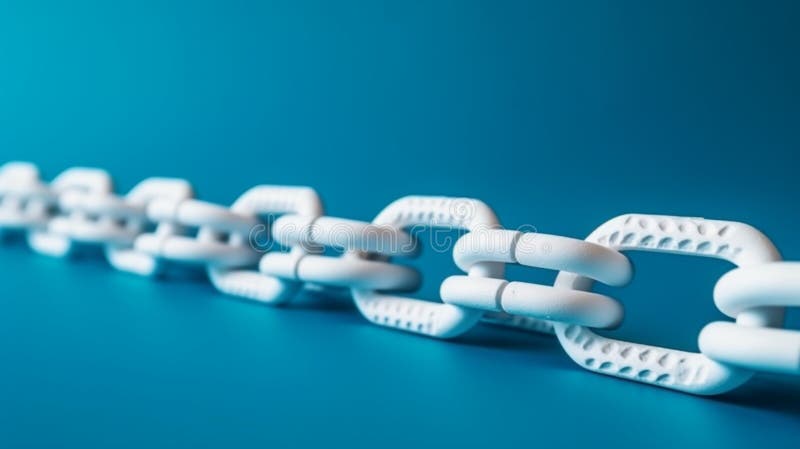 White Lines and Dots Forming a Chain Link on Blue Background Blockchain ...
