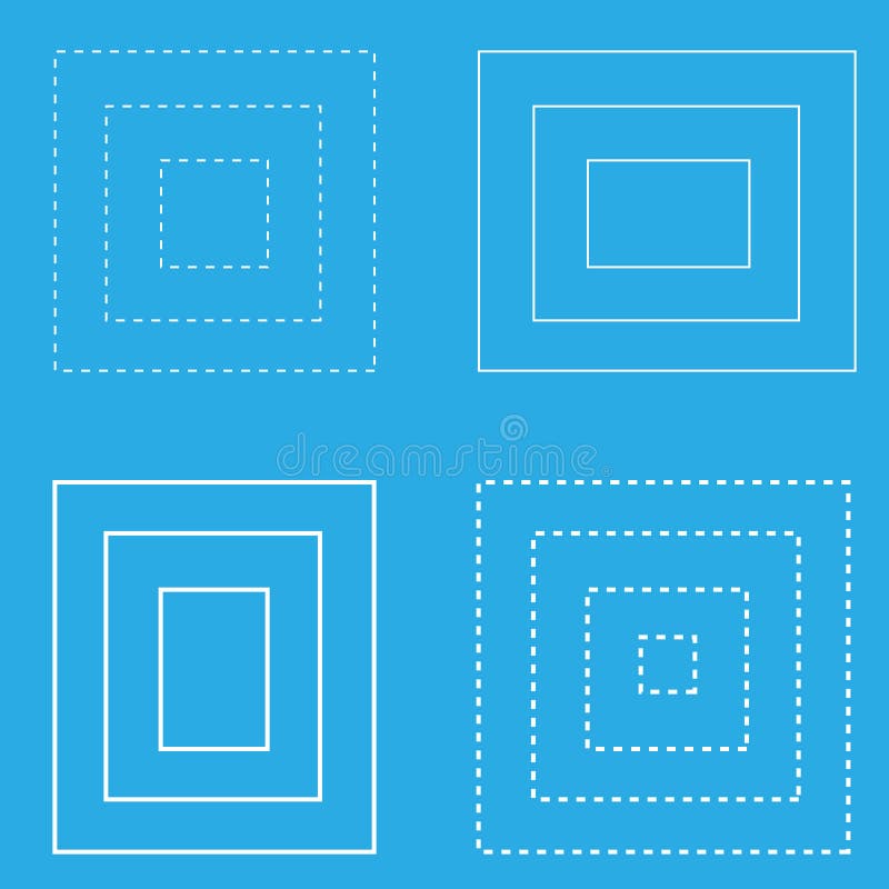 White Square Blue Background Geometric Shapes Lines Stock Vector ...