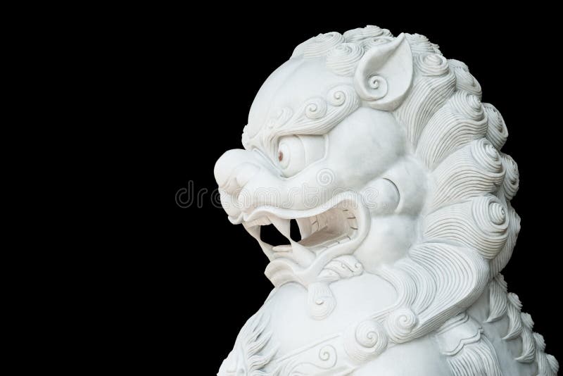 White Lion Head Statue Isolated Stock Image - Image of black, statue ...