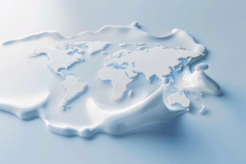 A White Liquid Has Been Poured Over a Map of the World Stock Photo ...