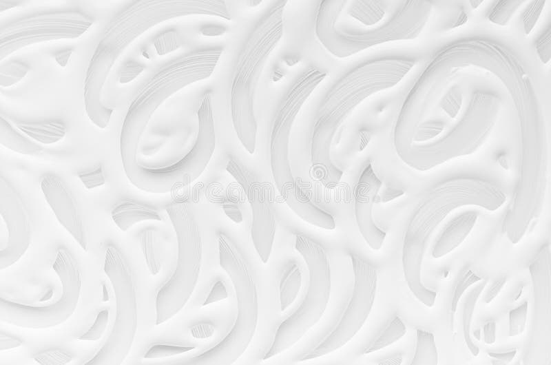 White Liquid Paint Texture with Curly Curved Lines As Modern Abstract ...