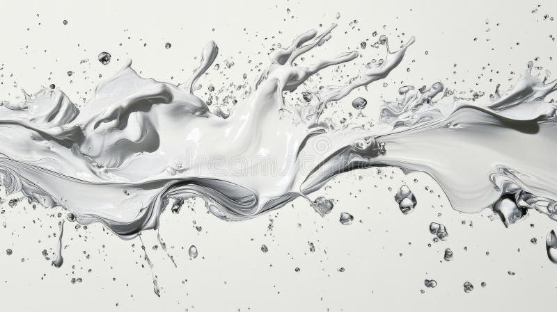 White Liquid Splashing Dynamically Across White Background Stock ...
