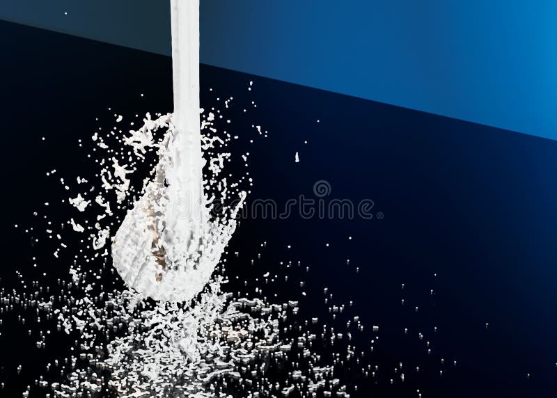 White Liquid Stream Falling into a Puddle of Water in the Middle of a ...
