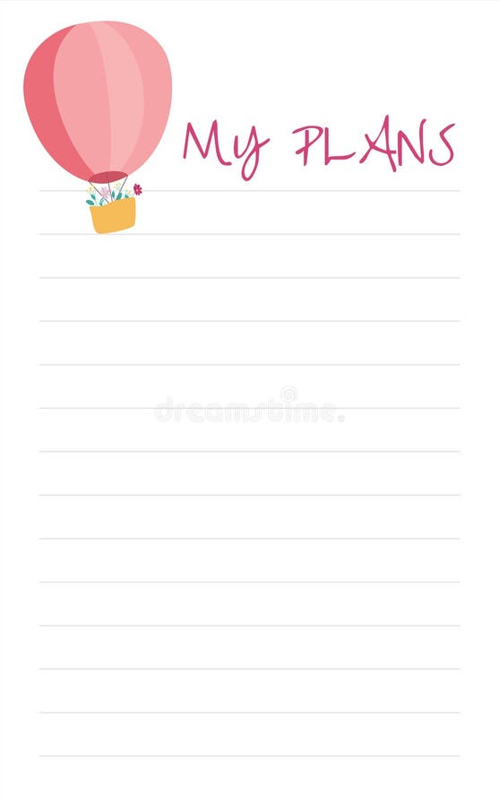 White List My Plans with Cute Air Hot Balloon Stock Illustration ...