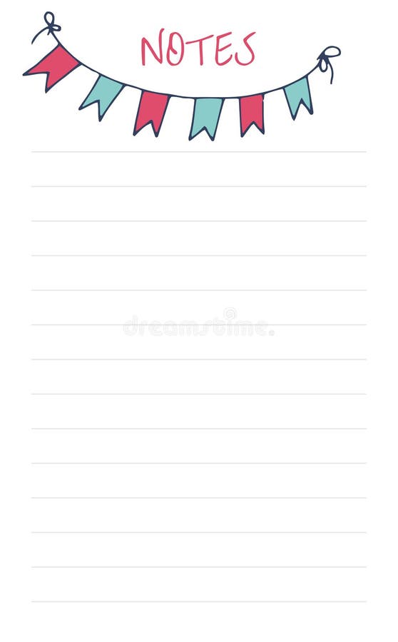 White List Notes with Cute Bright Design Elements Stock Illustration ...