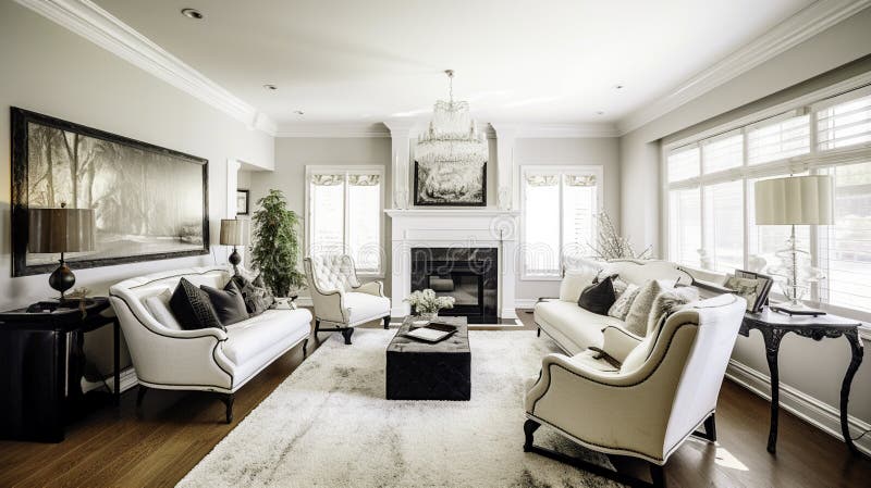 A White Living Room Interior, Created Using Generative Ai Tools Stock ...