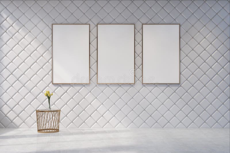 White Living Room with a Poster Gallery Stock Illustration ...