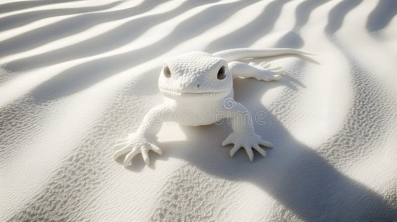 White Lizard on Sandy Surface, Showcasing Texture Stock Image - Image ...