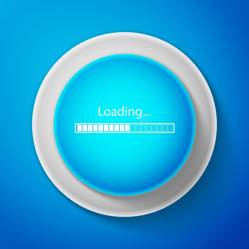 White Loading Icon Isolated on Blue Background. Progress Bar Icon ...