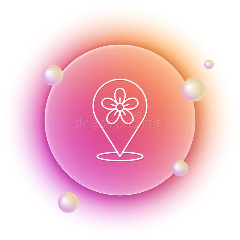 White Location with Flower Icon Isolated on White Background. Orange ...