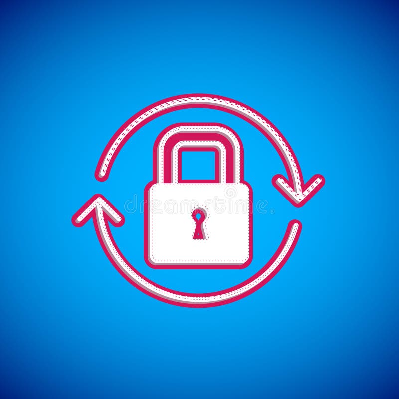 White Lock Icon Isolated on Blue Background. Padlock Sign. Security ...