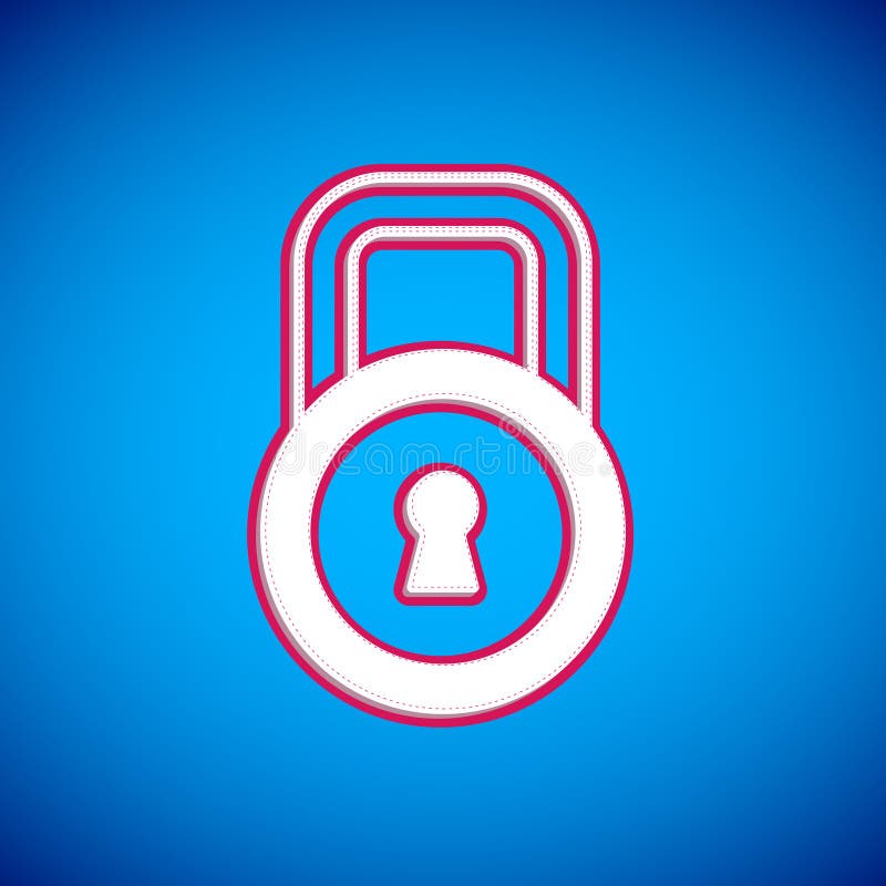 White Lock Icon Isolated on Blue Background. Padlock Sign. Security ...