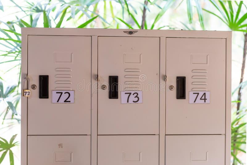 White Lockers for Safe Storage There are Numbers Attached for ...