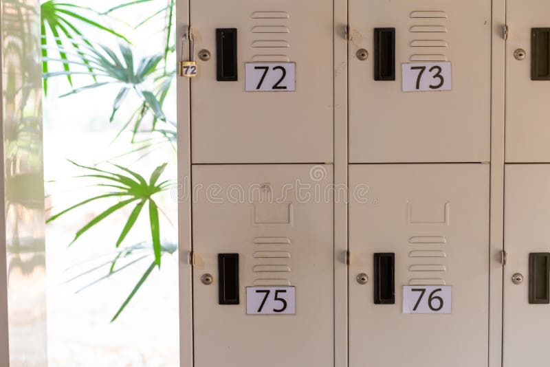 White Lockers for Safe Storage There are Numbers Attached for ...