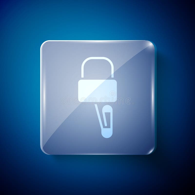 White Lockpicks or Lock Picks for Lock Picking Icon Isolated on Blue ...