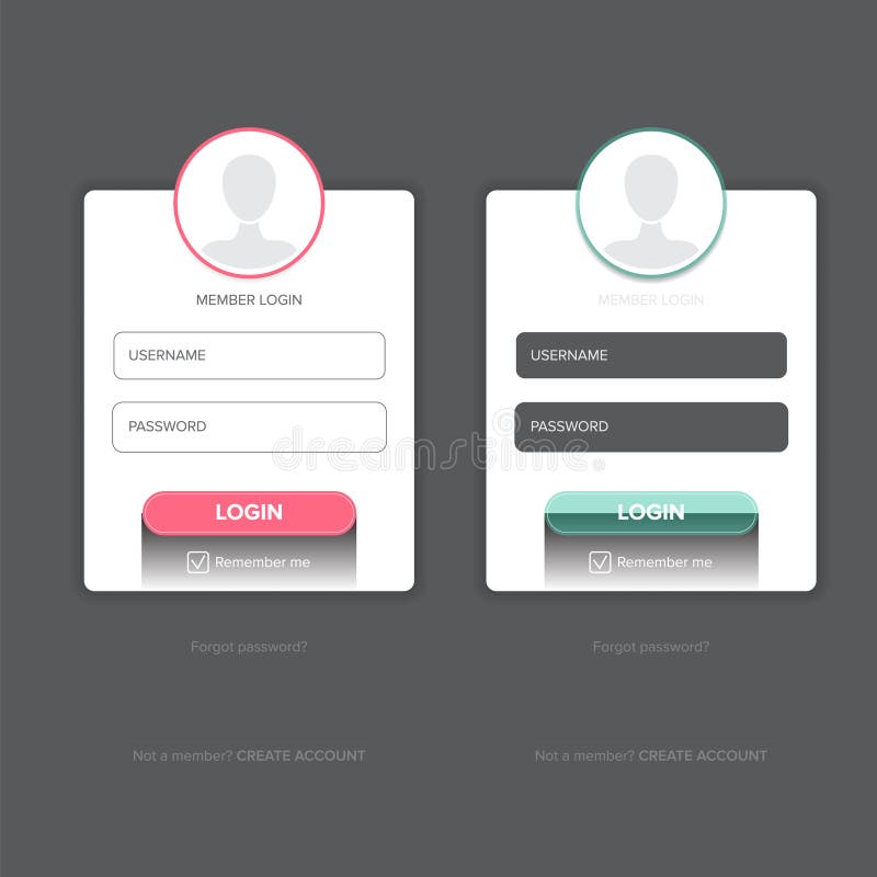 White Login Form Web Page Design Template or Mock Up. Mobile Website Ui ...