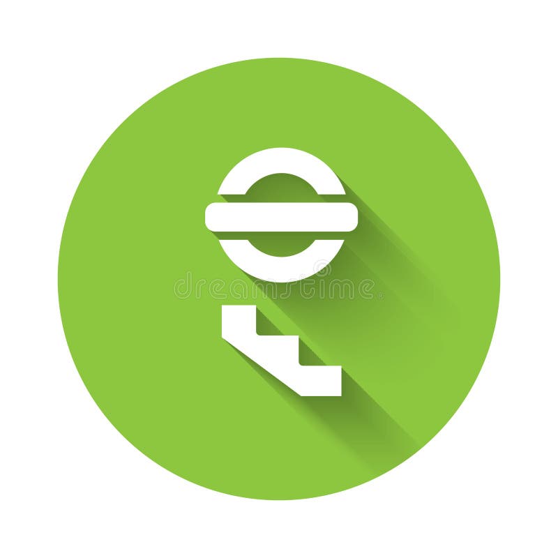 White London Underground Icon Isolated with Long Shadow. Green Circle ...