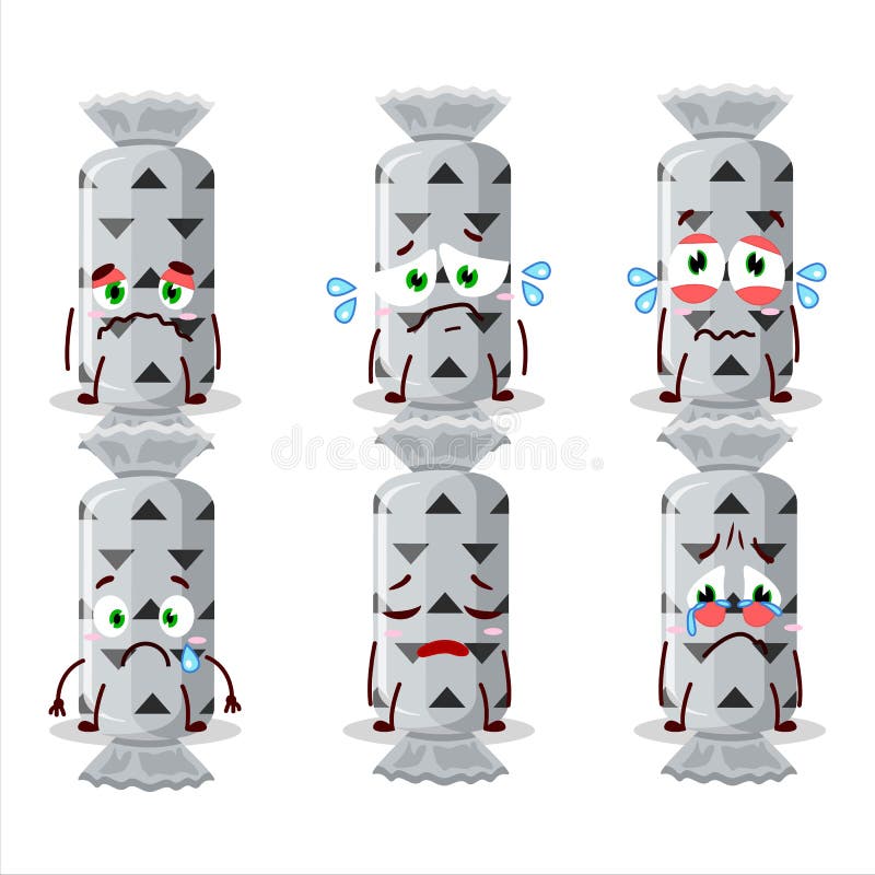 White Long Candy Package Cartoon Character with Sad Expression Stock ...