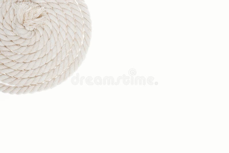 White, Long and Curled Rope Isolated on White. Stock Image - Image of ...
