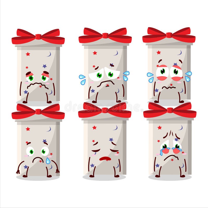 White Long Gift Box Cartoon Character with Sad Expression Stock Vector ...