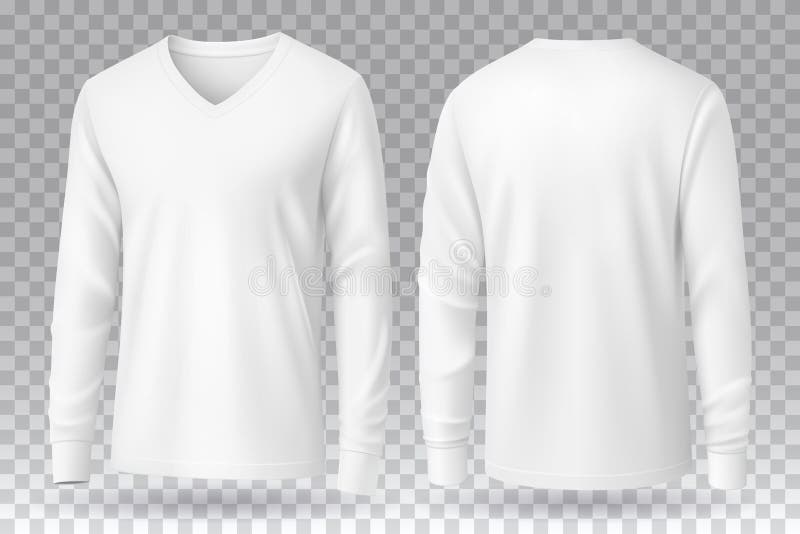 White Long-sleeve T-shirt, Front and Back Mockup Design Illustration ...