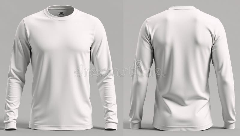 White Long Sleeve Tshirt Mockups Front Back View for Clothing Design ...