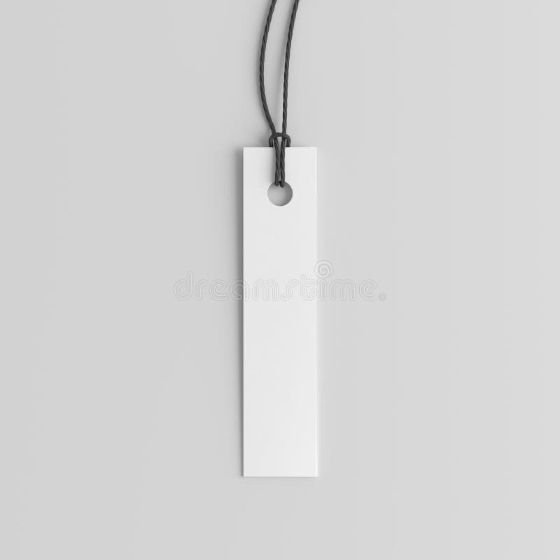 White Long Tag Mockup on White Background. View Directly Above Stock ...