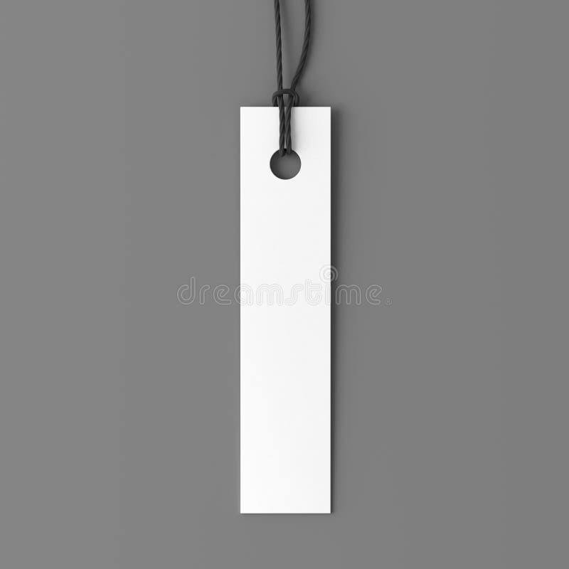 White Long Tag Mockup on Gray Background. View Directly Above Stock ...