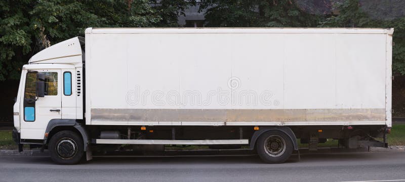 White long van side view stock photo. Image of transport - 170085076