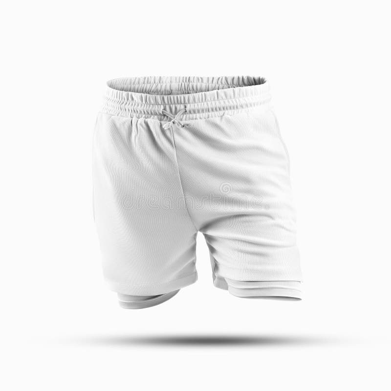 White Loose Shorts Mockup with Underpants Compression Line, 3D ...