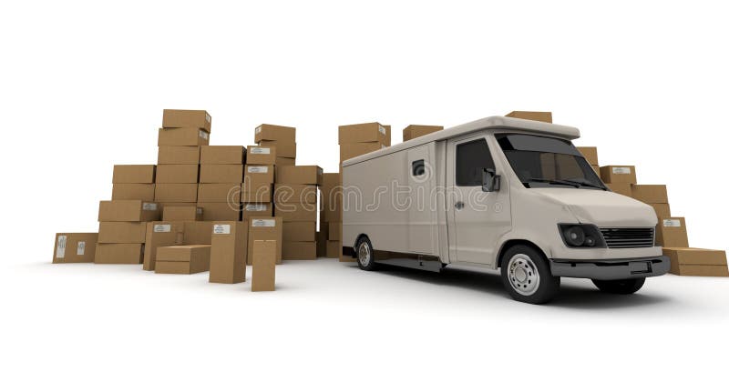 White lorry and Boxes stock illustration. Illustration of cardboard ...