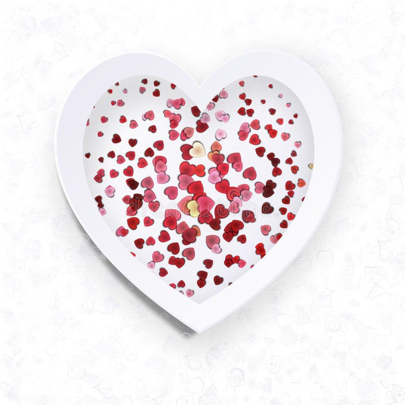 White Love Frame on White Background with Red, White Hearts Different ...