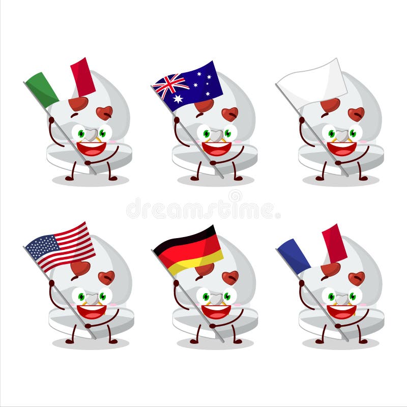 White Love Ring Box Cartoon Character Bring The Flags Of Various