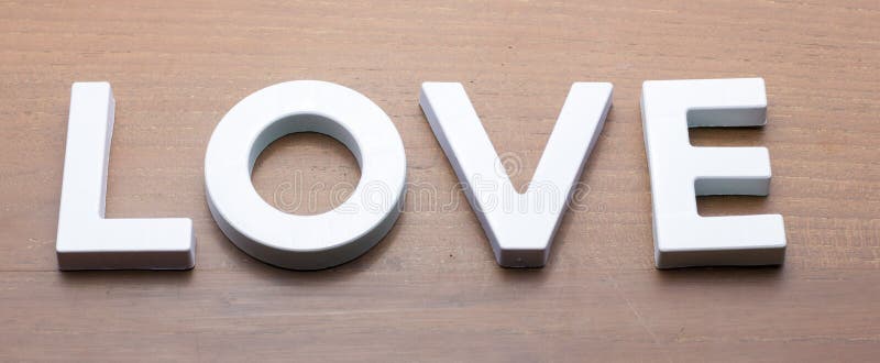 White Love Text on Wooden Table Stock Photo - Image of letter, single ...
