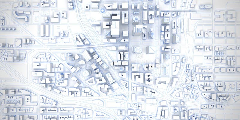 White Low Poly Modern Downtown Top View Stock Illustration ...