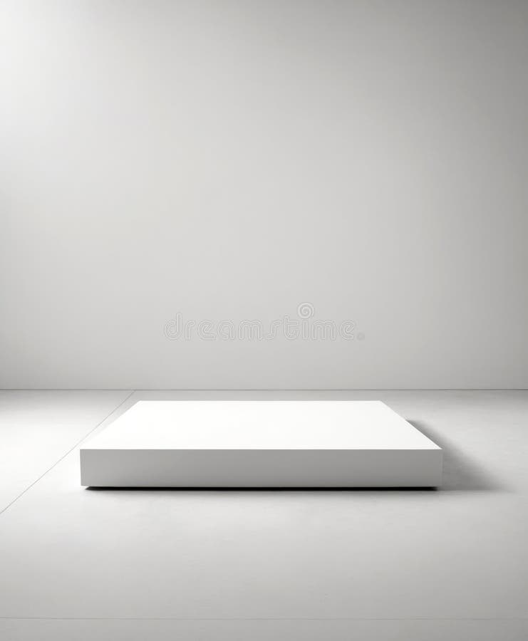 White Low Rectangular Stand for Product Display - on a White Surface ...