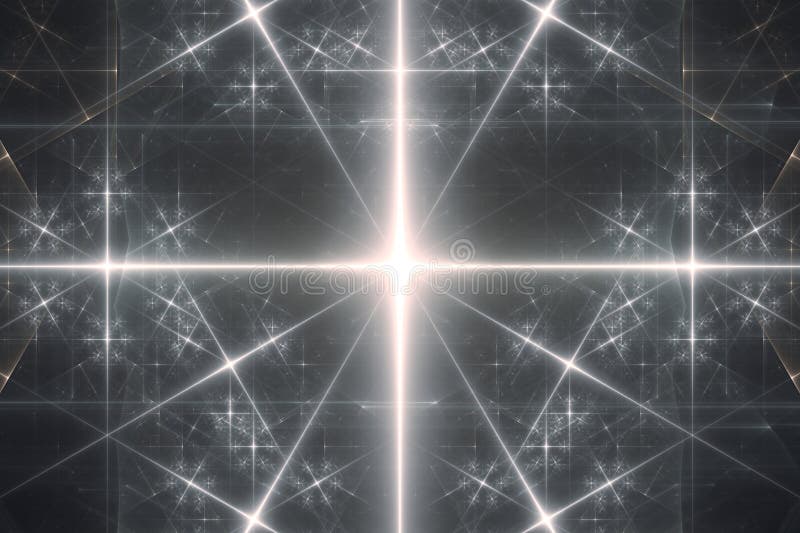 White Luminous Pattern of Curved Shapes and Rays on a Black Background ...