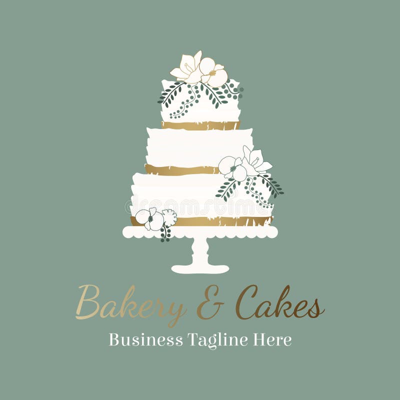 White Luxury Cake Logo Design for Bakeries on Olive Green Background ...