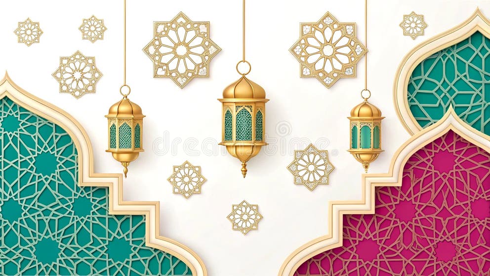 White Luxury Vertical Ramadan Background with Arch and Arabic Pattern ...