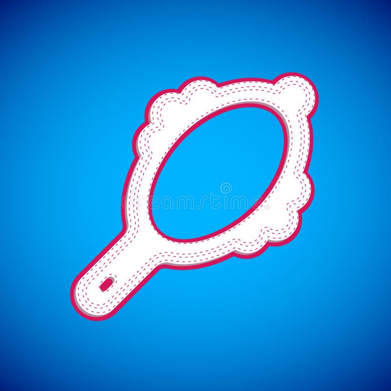 White Magic Hand Mirror Icon Isolated on Blue Background. Vector Stock ...