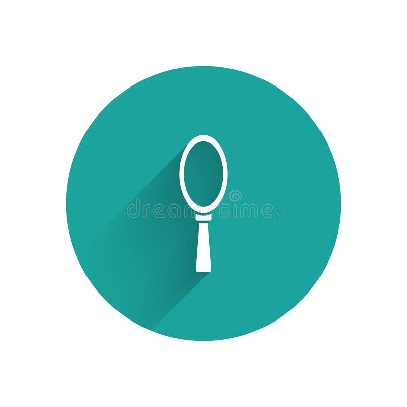 White Magic Hand Mirror Icon Isolated with Long Shadow. Green Circle ...