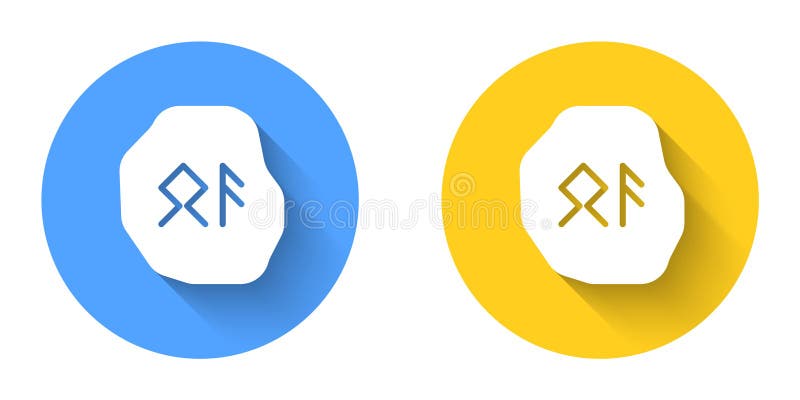 White Magic Runes Icon Isolated with Long Shadow Background. Circle ...