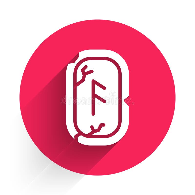 White Magic Runes Icon Isolated with Long Shadow. Red Circle Button ...