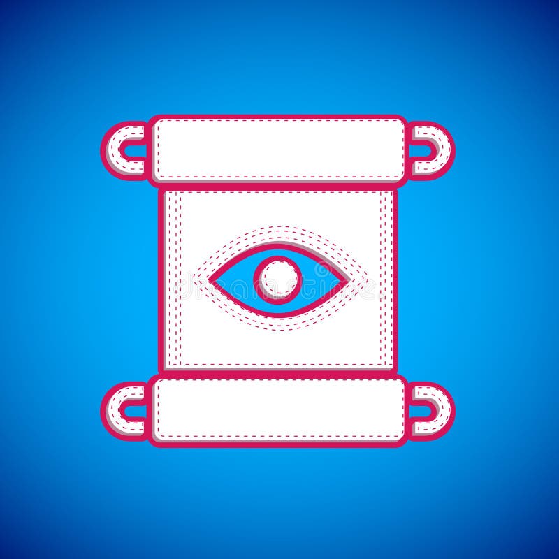 White Magic Scroll Icon Isolated on Blue Background. Decree, Paper ...