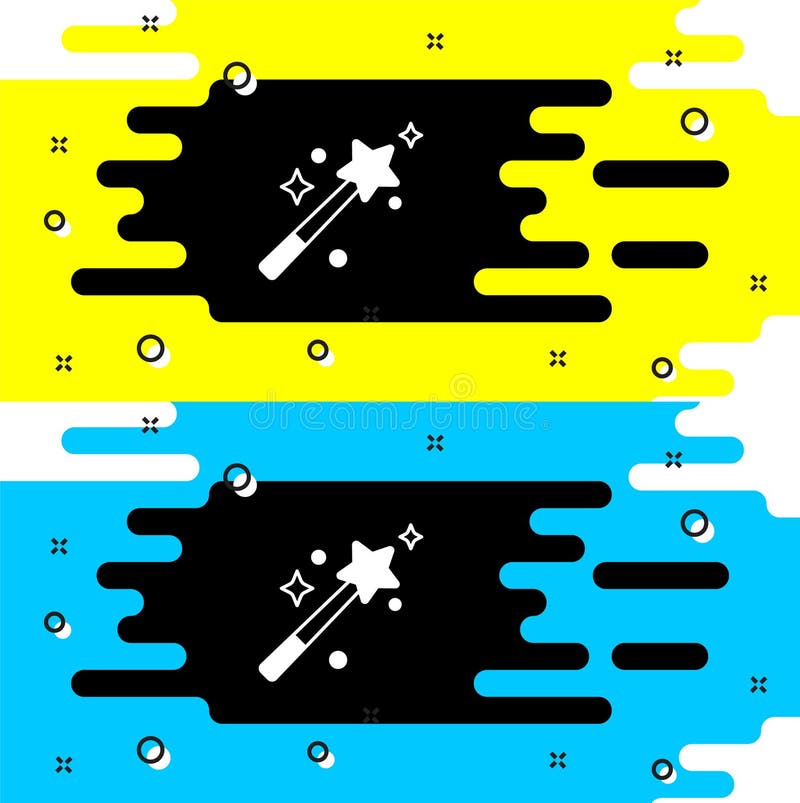 White Magic Wand Icon Isolated on Black Background. Star Shape Magic ...