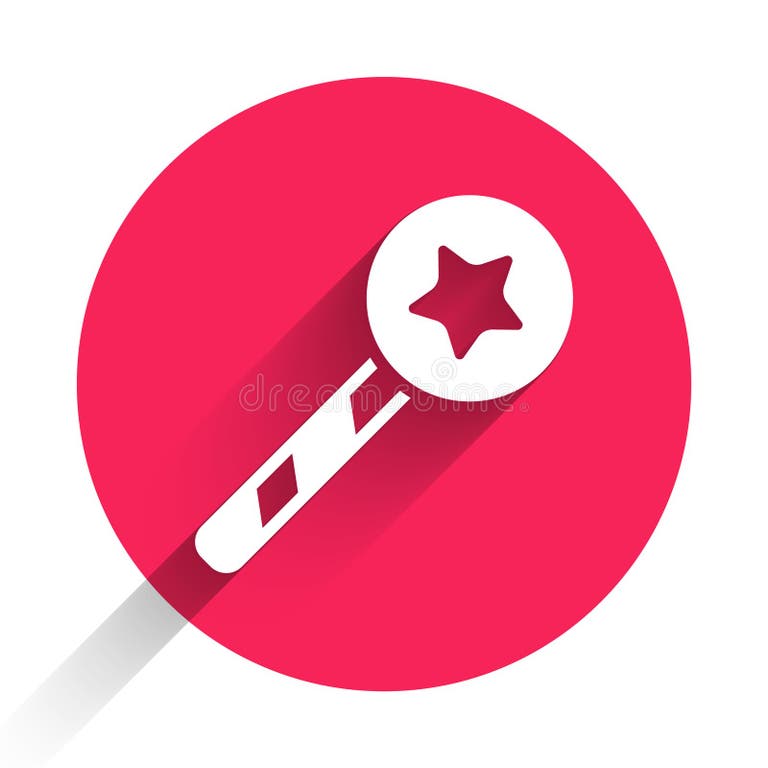 White Magic Wand Icon Isolated with Long Shadow. Star Shape Magic ...
