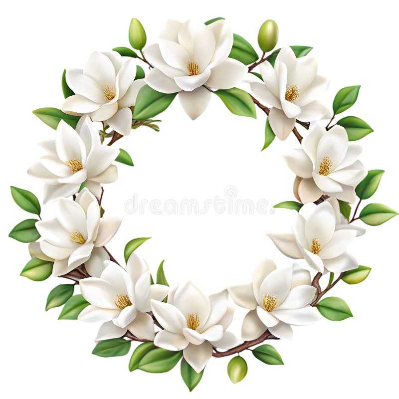 White Magnolia Wreath stock illustration. Illustration of magnolia ...