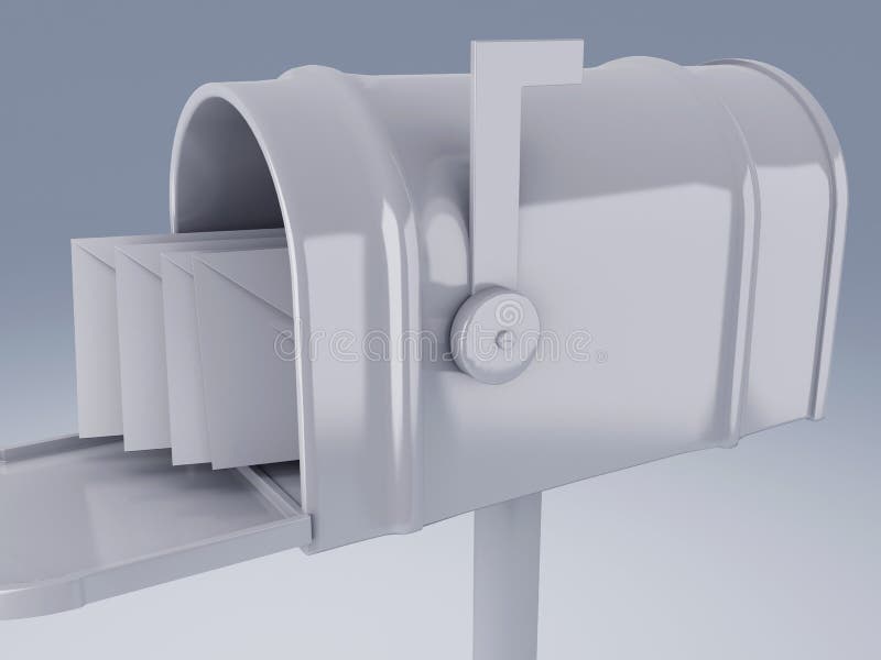 White Mail Box with Heap of Letters Stock Illustration - Illustration ...