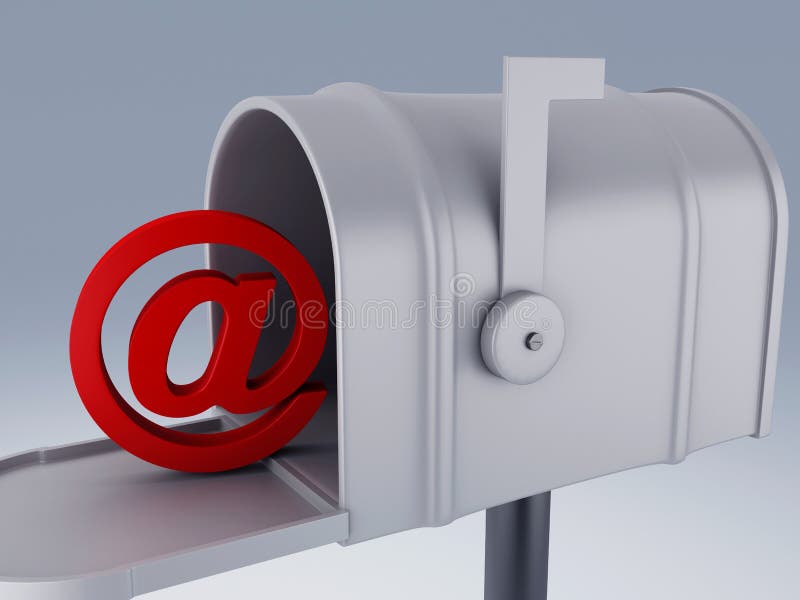 White Mail Box with at Sign. Email Concept Stock Illustration ...