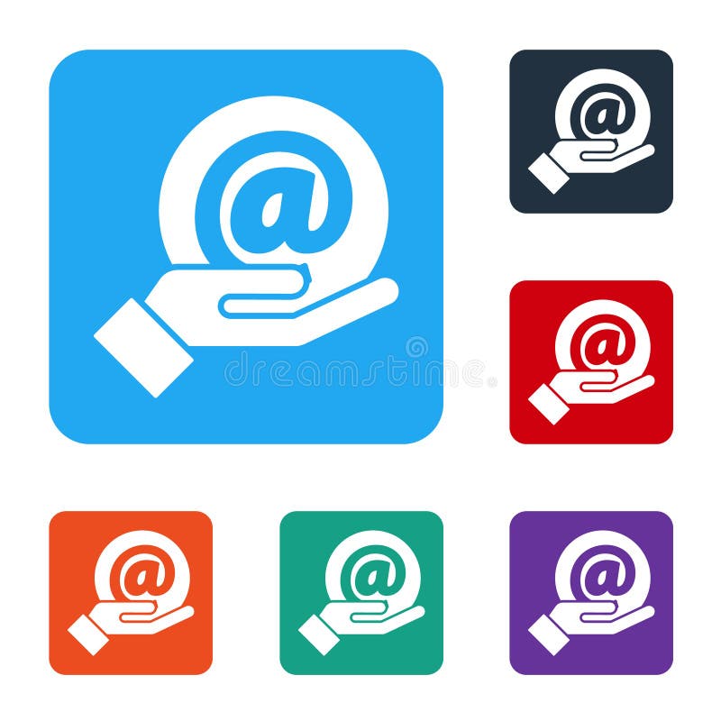 White Mail and E-mail in Hand Icon Isolated on White Background ...